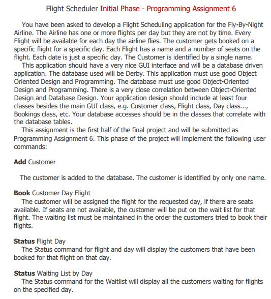 Solved Flight Scheduler Initial Phase - Programming | Chegg.com