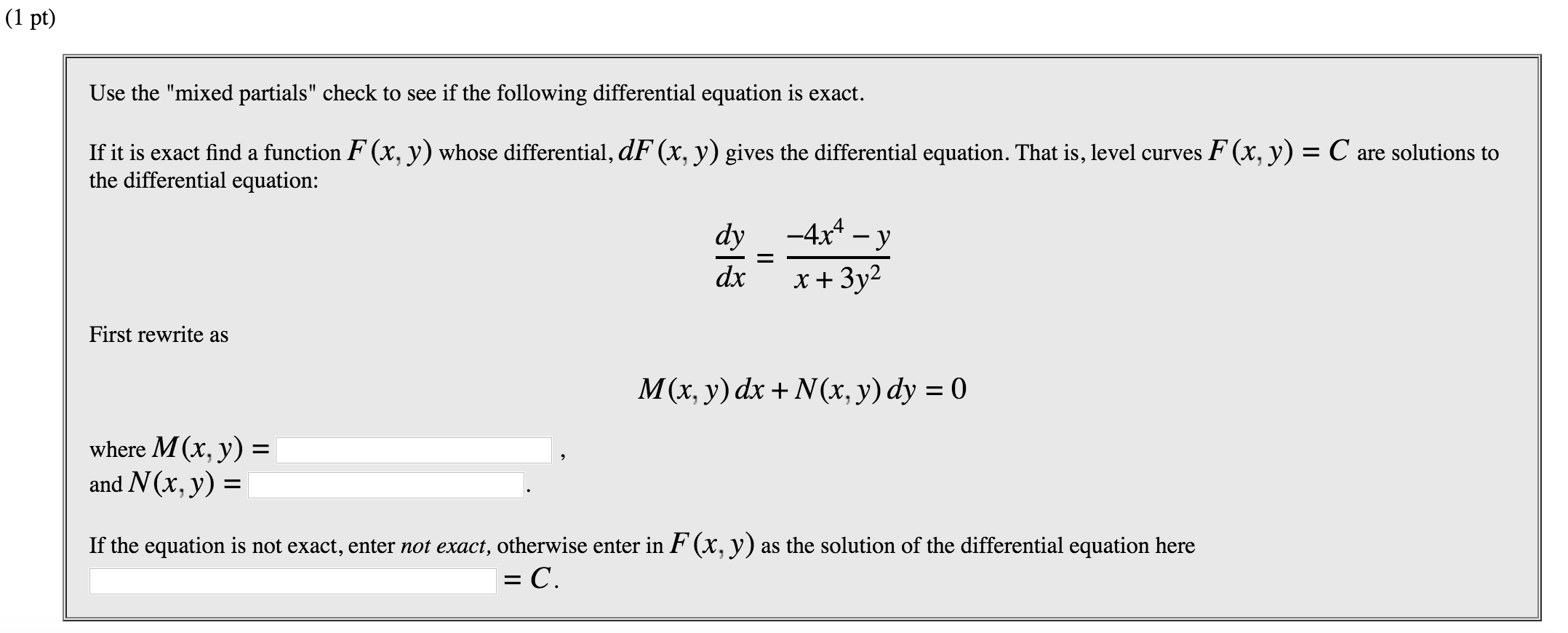 Solved Use the "mixed partials" check to see if the | Chegg.com