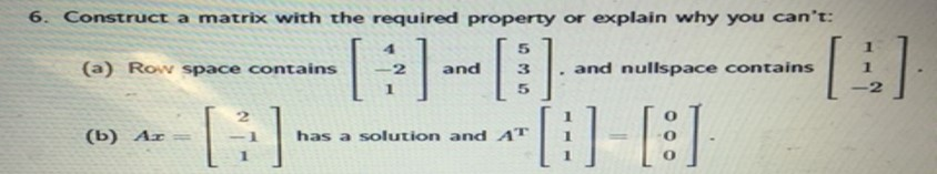 Solved 6. Construct a matrix with the required property or | Chegg.com