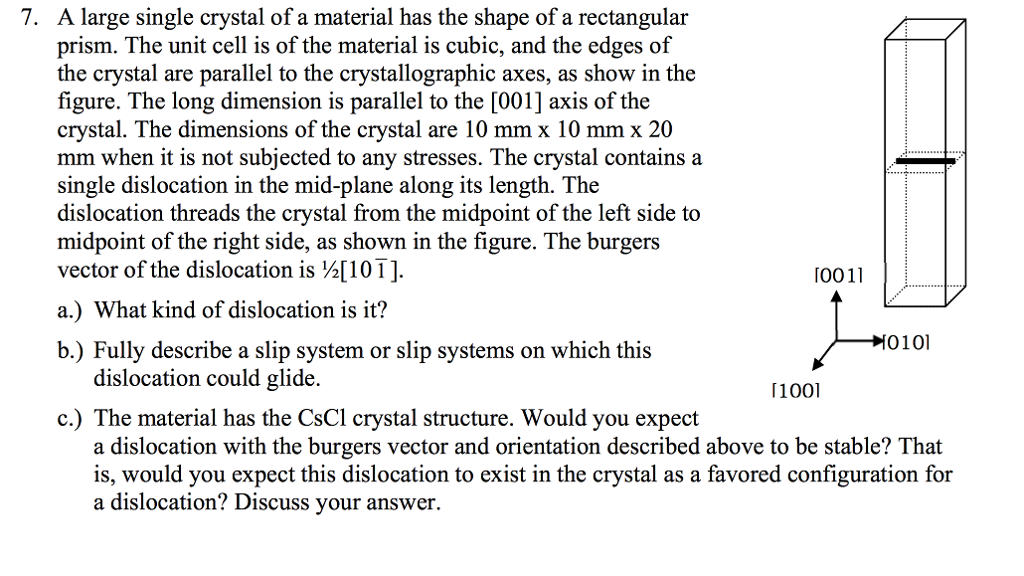 7. A large single crystal of a material has the shape | Chegg.com