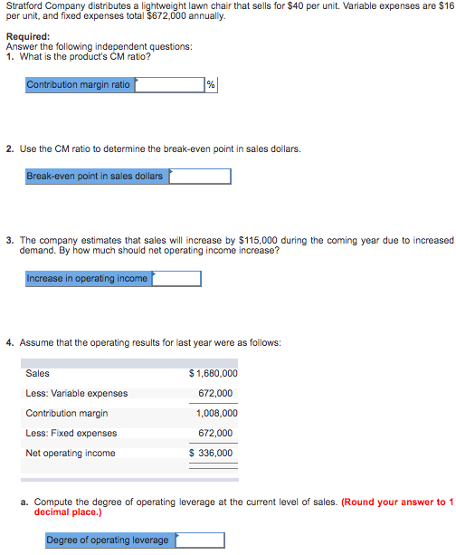 Solved Problem 8-1 Performing Basic CVP Analysis (LO1 - CC4; | Chegg.com