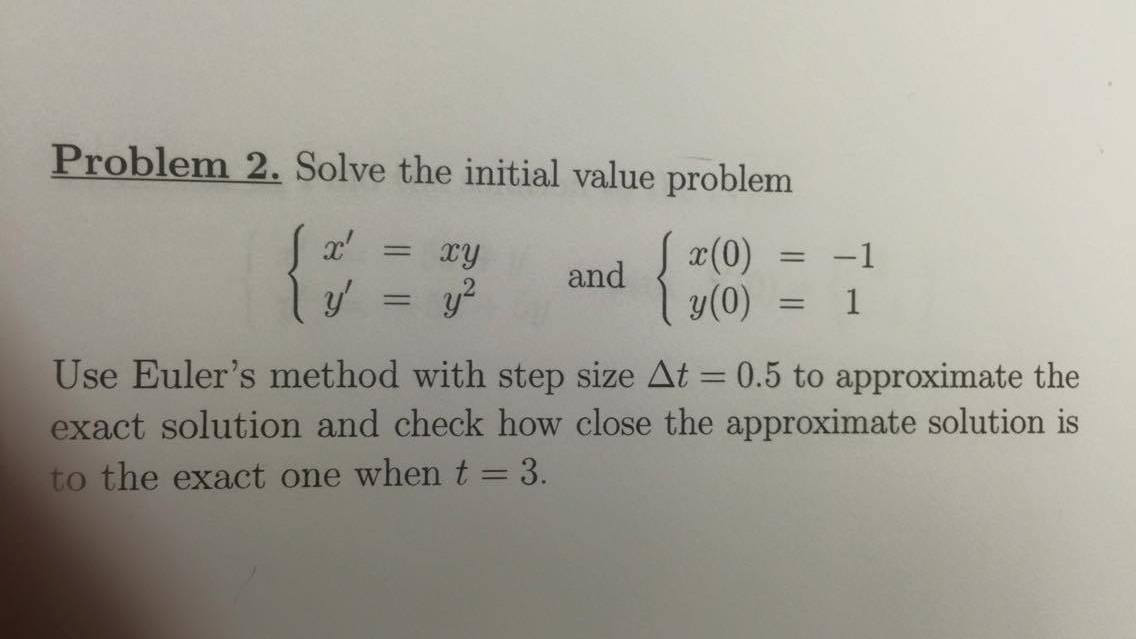 Solved Solve the initial value problem {x' = xy y' = y^2 | Chegg.com
