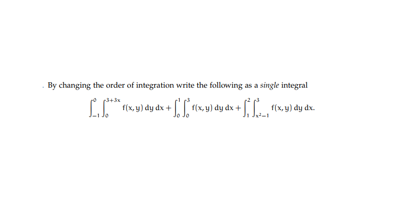 Solved By changing the order of integration write the | Chegg.com