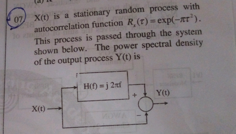 Solved X(t) is a stationary random process with | Chegg.com