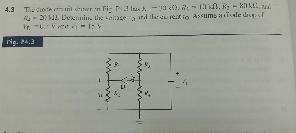Solved The diode circuit shown in Fig. P4.3 has R_1 = 30 k | Chegg.com