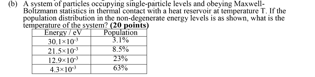 Solved (b) A system of particles occupying single-particle | Chegg.com