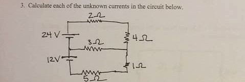 Solved Calculate each of the unknown currents, in the | Chegg.com