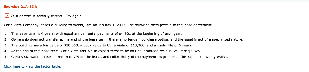 Solved Exercise 21A-13 b Your answer is partially correct. | Chegg.com