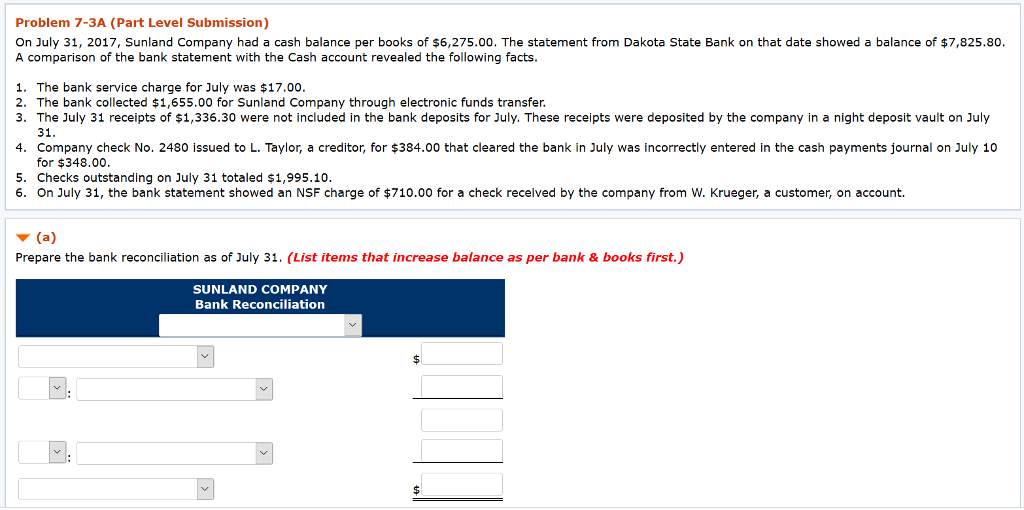 Solved Problem 7-3A (Part Level Submission) On July 31, | Chegg.com