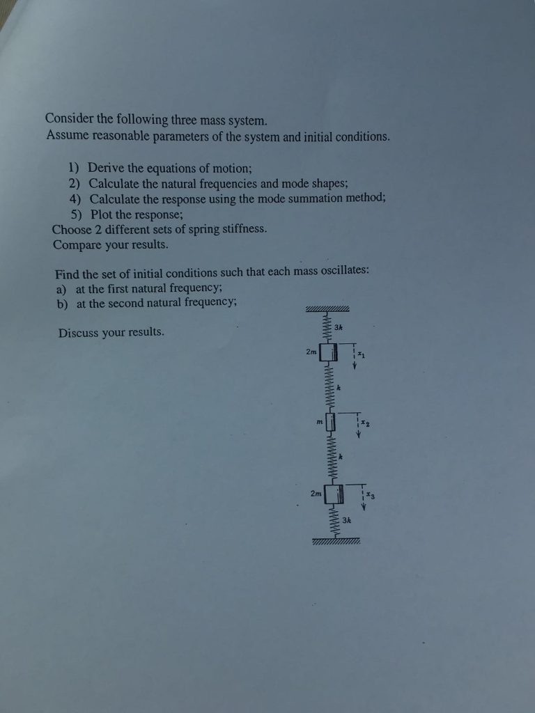 Solved Consider the following three mass system. Assume | Chegg.com