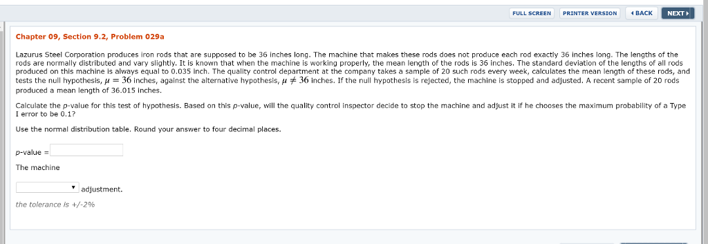 Solved FULL SCREEN PRINTER VERSION BACK NEXT Chapter 09, | Chegg.com