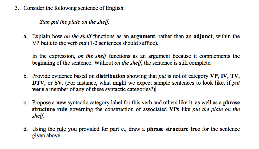 3. Consider the following sentence of English: Stan | Chegg.com