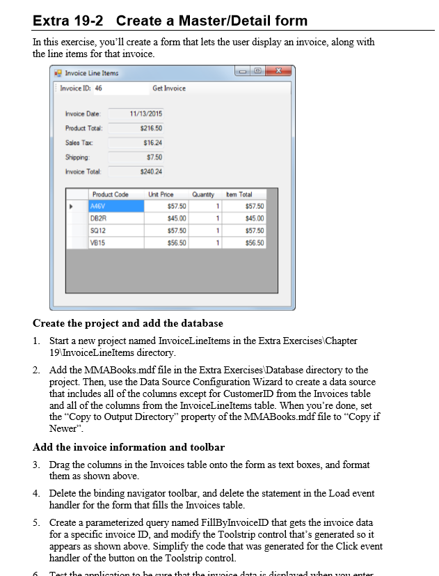 Extra 19-2 Create a Master/Detail form In this | Chegg.com
