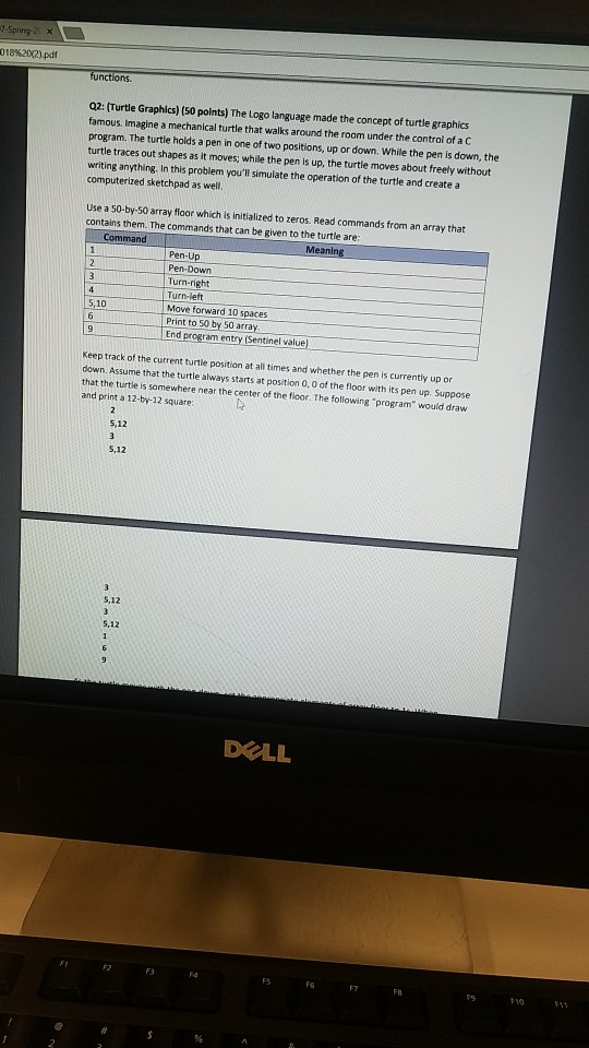 Solved 018%202)pdf 02: (Turtle Graphics) (50 points) The | Chegg.com