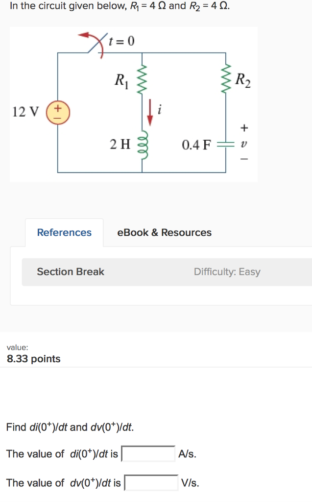 Solved In the circuit given below, R_1 = 4 Ohm and R_2 = 4 | Chegg.com