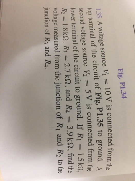 Solved Fig. P1.34 1.35 A voltage source Vi 10V is connected | Chegg.com