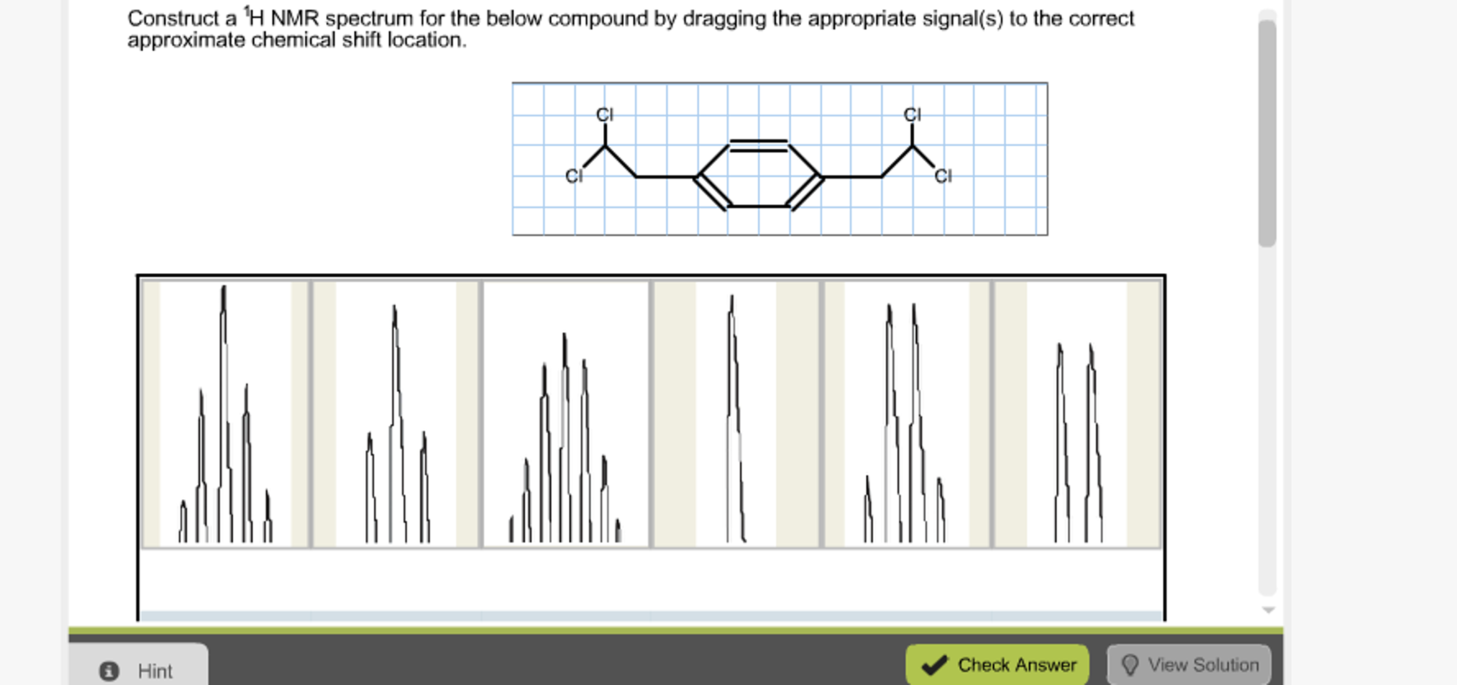 Solved Construct a^1H NMR spectrum for the below compound by | Chegg.com