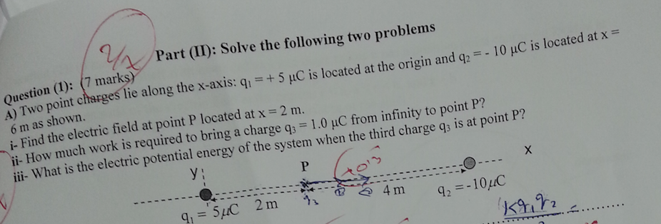 Solved Solve the following problems Two point charges lie | Chegg.com