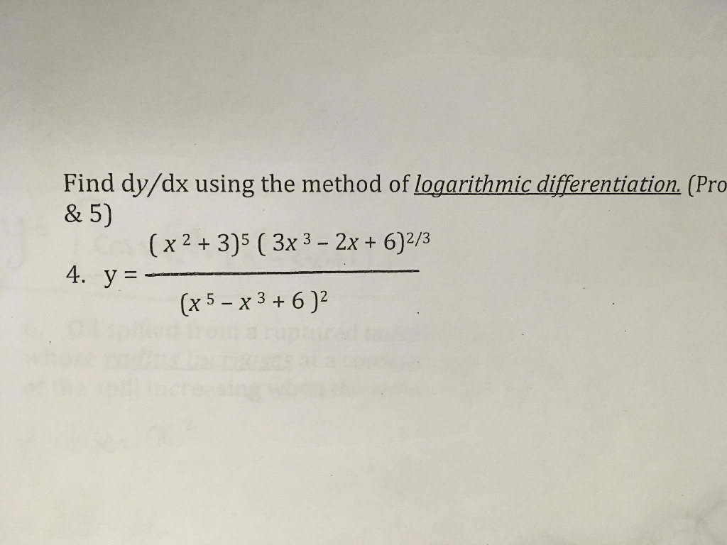 Solved Find dy/dx using the method of logarithmic | Chegg.com