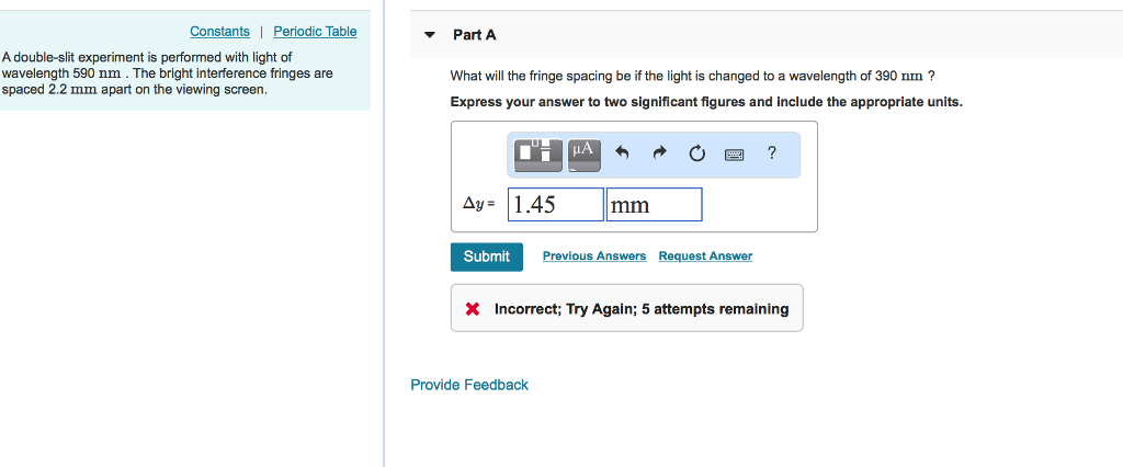 Solved Constants| Periodic Table Part A A double-slit | Chegg.com