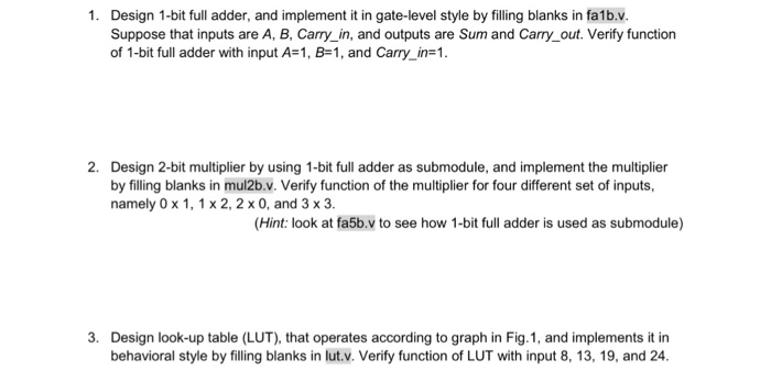 Solved [Basics of verilog] fill in the blanks using the | Chegg.com