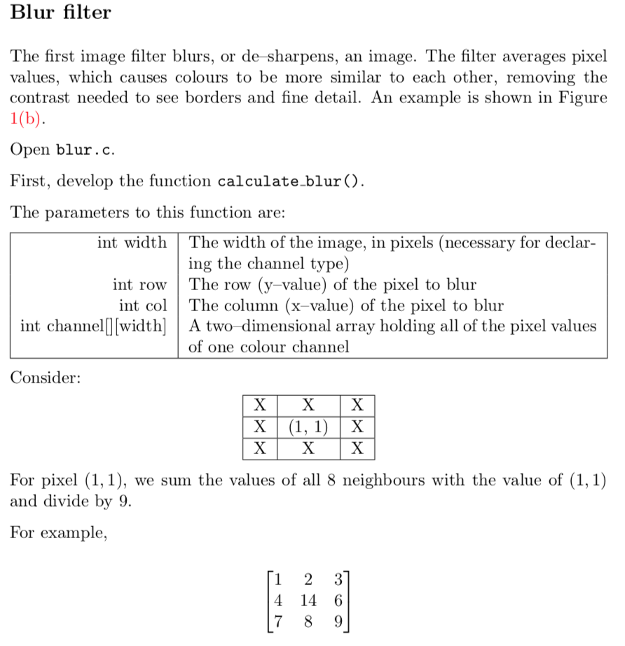 Blur filter The first image filter blurs, or de | Chegg.com
