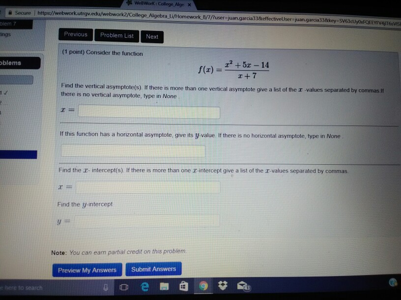 Solved weBWorK: College, Alge a Secure | | Chegg.com