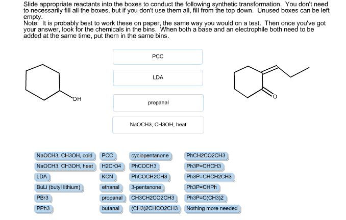 Solved Slide appropriate reactants into the boxes to conduct | Chegg.com