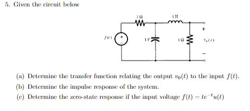 Solved 5. Given the circuit below (a) Determine the transfer | Chegg.com