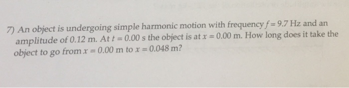 Solved An object is undergoing simple harmonic motion with | Chegg.com