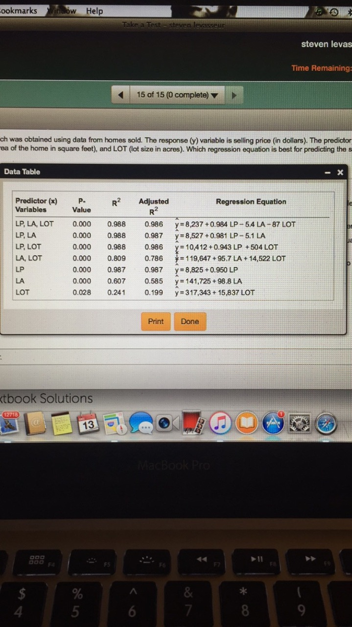 Solved Refer to the table below, which was obtained using | Chegg.com