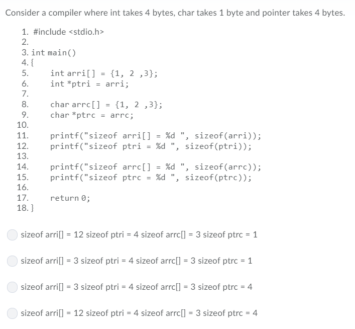 Solved Consider a compiler where int takes 4 bytes, char | Chegg.com