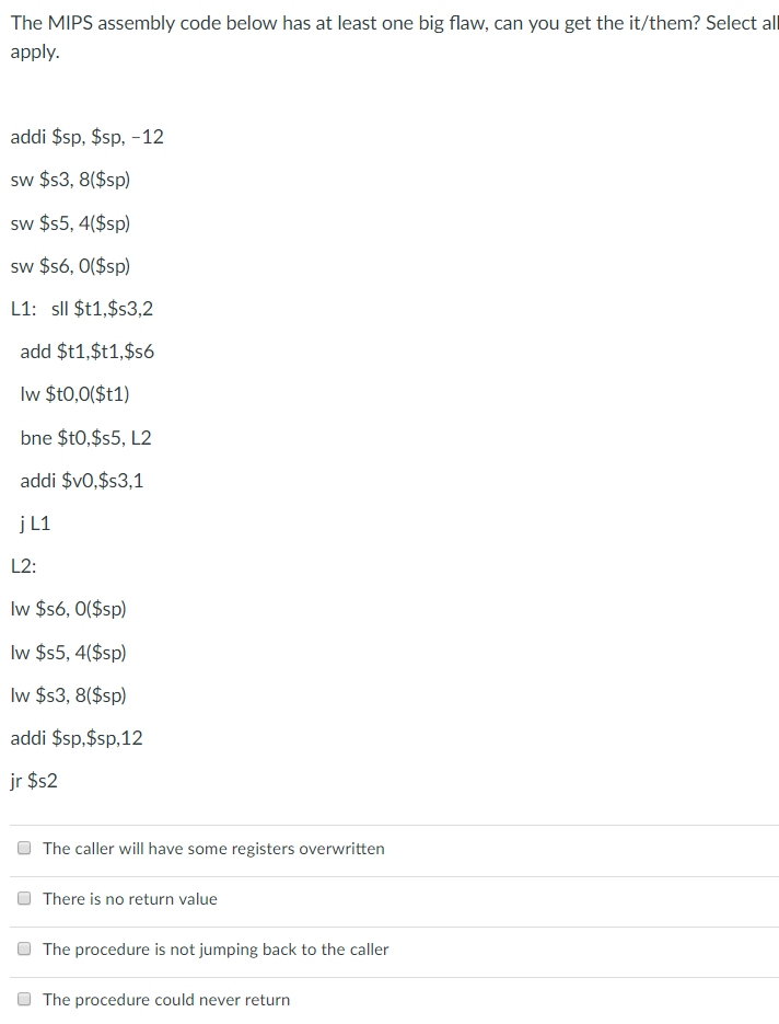 Solved The MIPS assembly code below has at least one big | Chegg.com