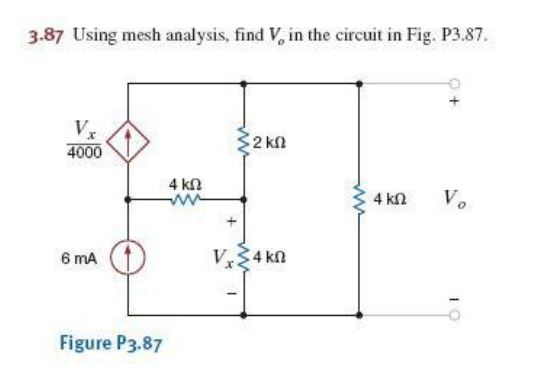 Solved Using mesh analysis, find V0 in the circuit in Fig. | Chegg.com