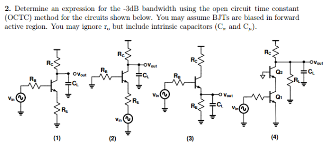 2. Determine an expression for the -3dB bandwidth | Chegg.com