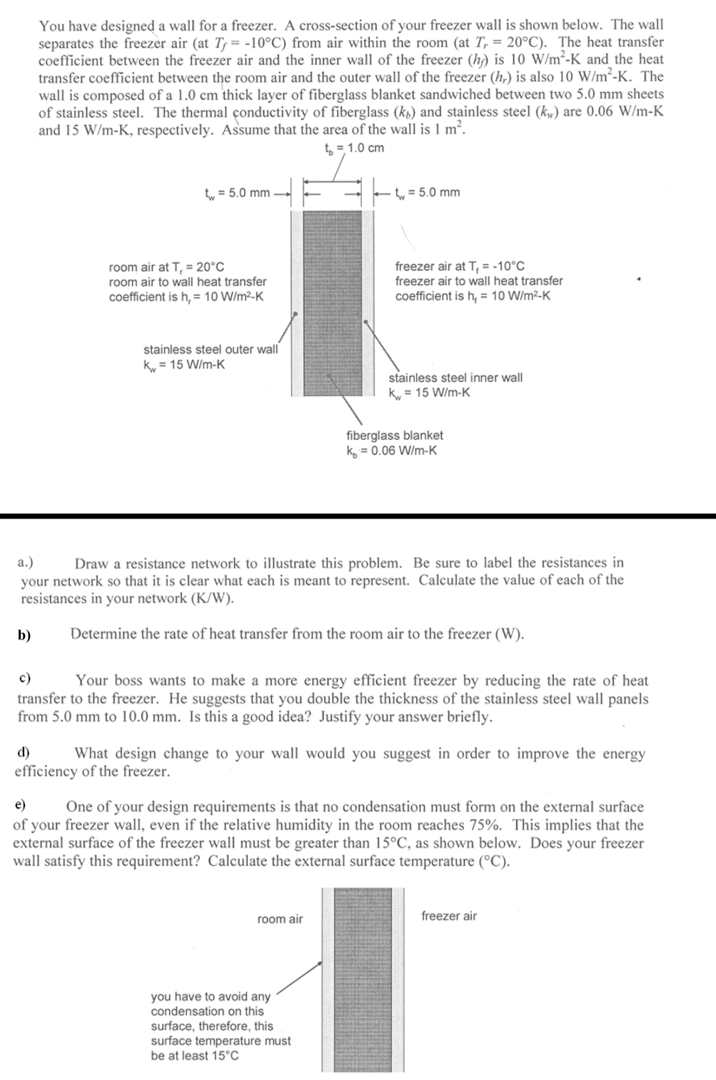 Solved You have designed a wall for a freezer. A | Chegg.com