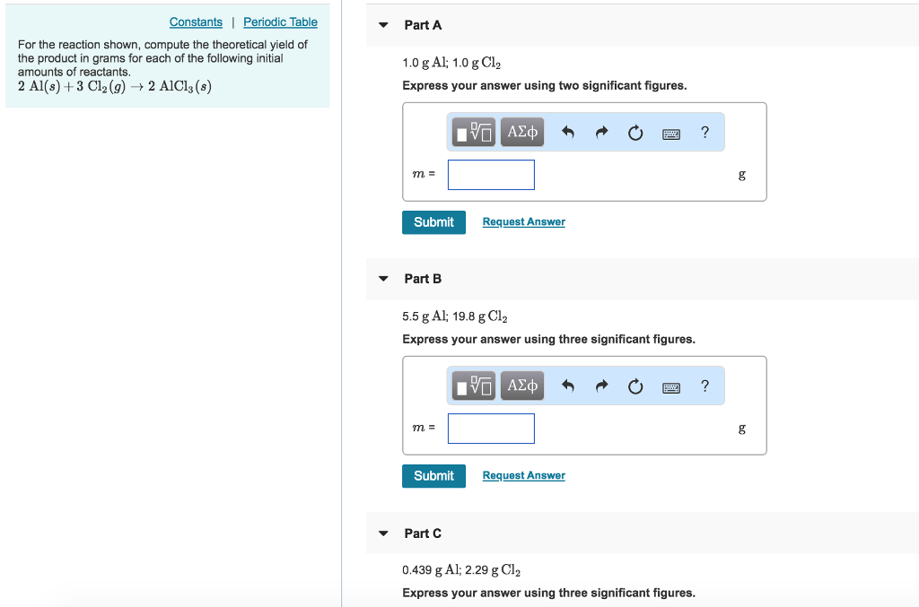 Solved Constants Periodic Table Part A For the reaction | Chegg.com