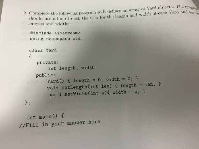 Solved Complete The Following Program So It Defines An Array