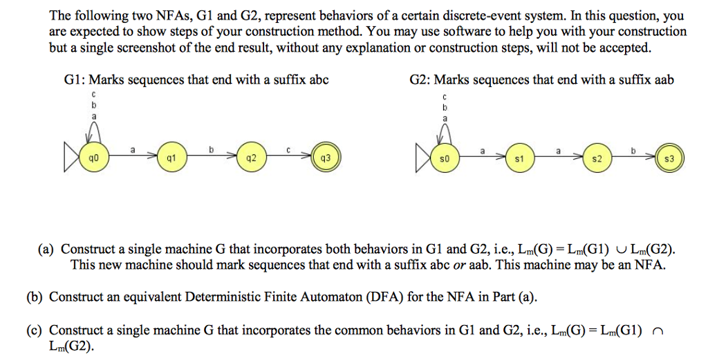 The following two NFAs, G1 and G2, represent | Chegg.com