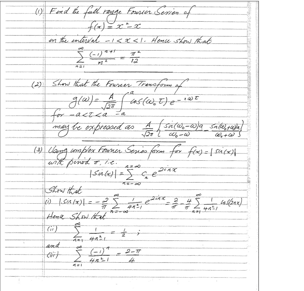 Solved Find the full range Fourier Series of f(x) = x^2 - x | Chegg.com