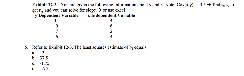 Solved Exhibit 12-3 - You are given the following | Chegg.com
