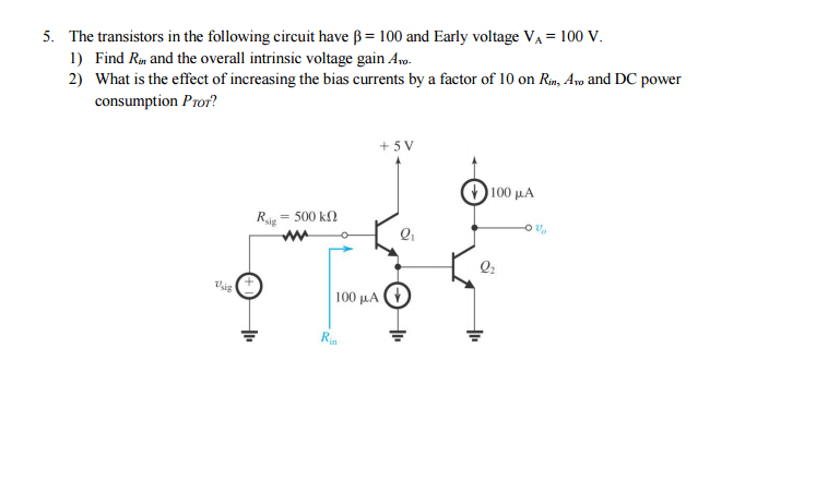 Solved The transistors in the following circuit have beta = | Chegg.com