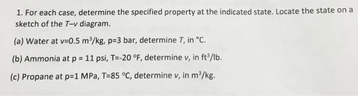 Solved For each case, determine the specified property at | Chegg.com