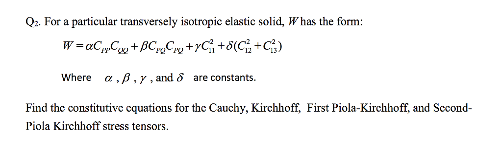 For a particular transversely isotropic elastic | Chegg.com