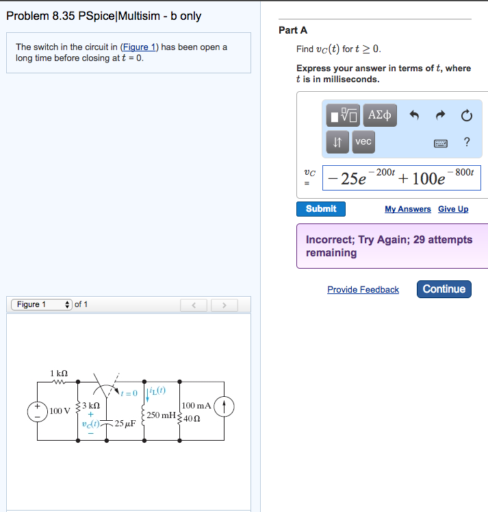 Solved The switch in the circuit in (Figure 1) has been open | Chegg.com