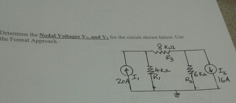 Solved Determine the Nodal Voltages Vi, and V2 for the | Chegg.com