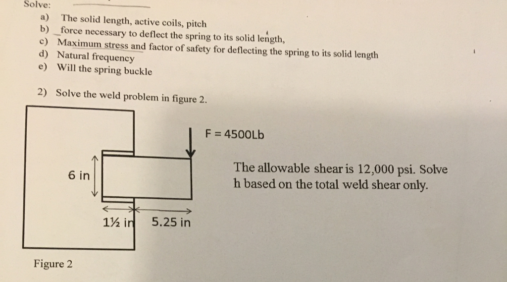 Solved Solve: a) The solid length, active coils, pitch b) | Chegg.com