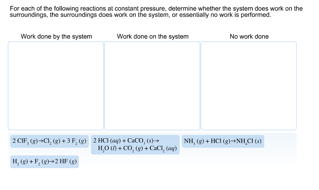 Solved For each of the following reactions at constant | Chegg.com