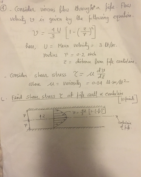 Solved Consider viscous flows through a pipe. Flow velocity | Chegg.com