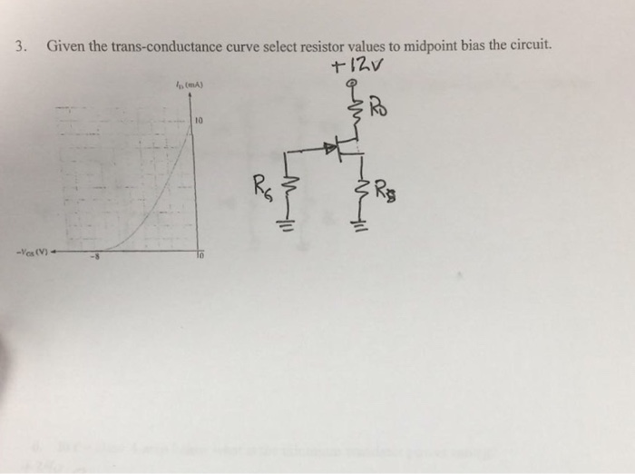 Solved Given the trans-conductance curve select resistor | Chegg.com